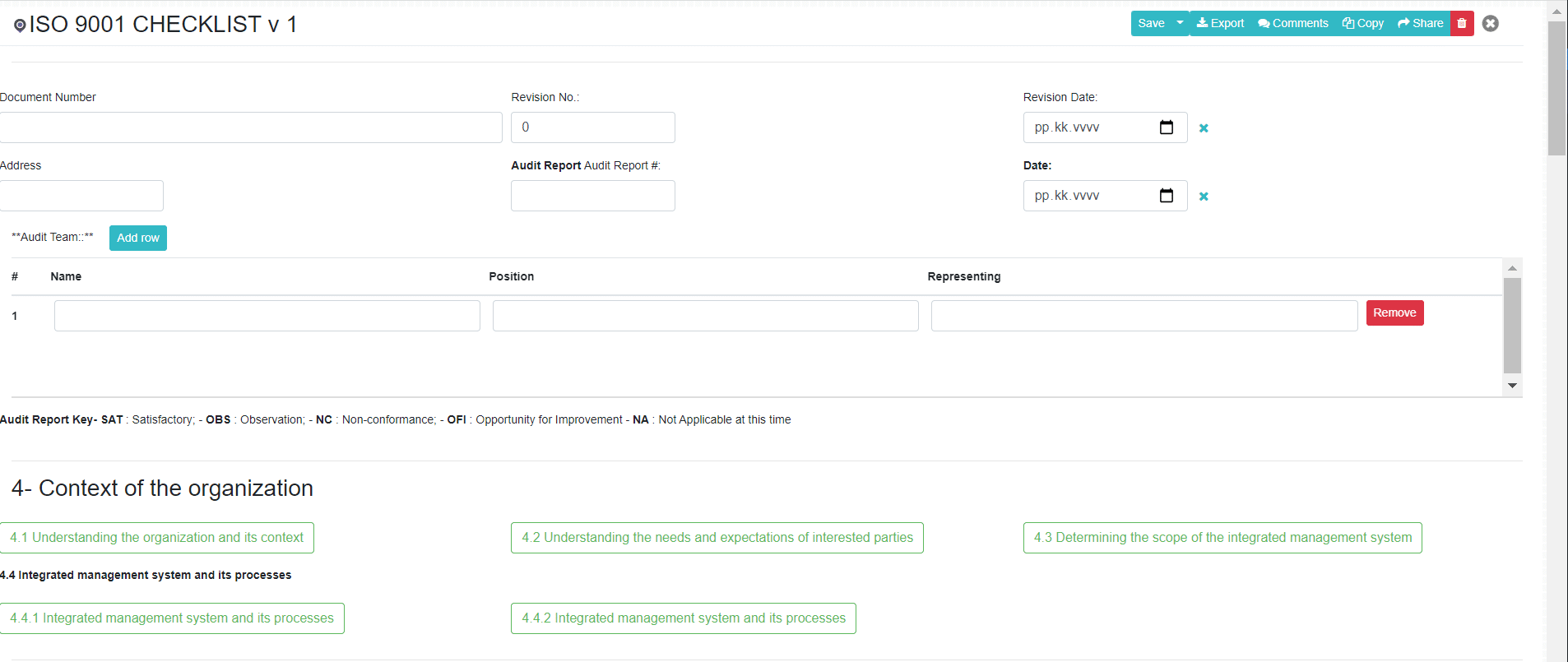 ISO checklist templates - POIMAPPER